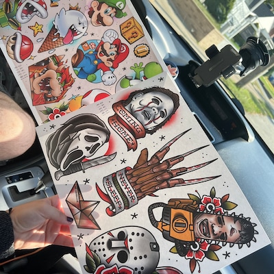 Horror Tattoo Flash Art Print - Etsy