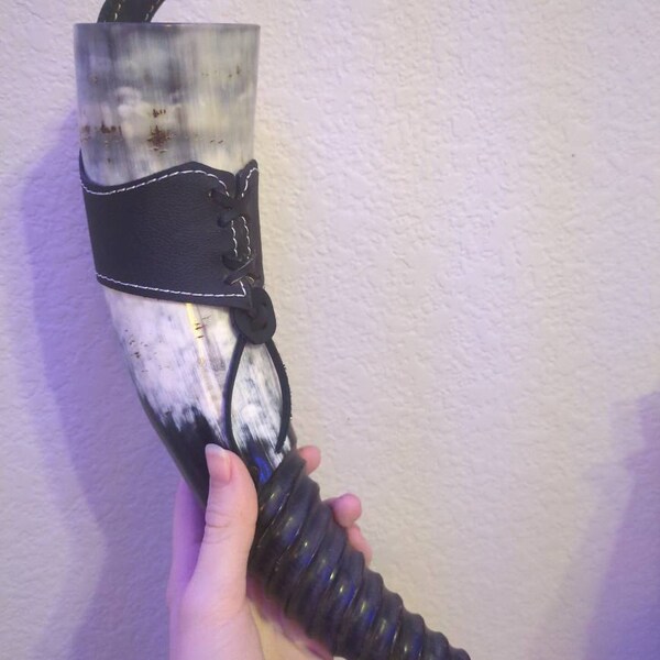Viking Drinking Horn - Compass Engraved | Leather Holster | Unique 100% ...