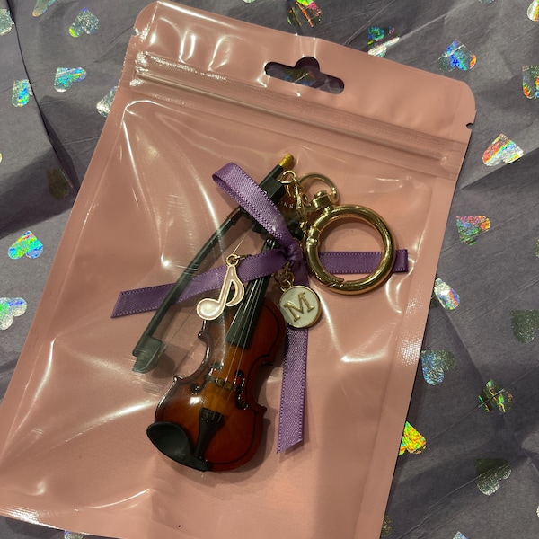 Custom Initial VIOLIN & VIOLA Keychain Charm Gift – Pink Bow - Etsy