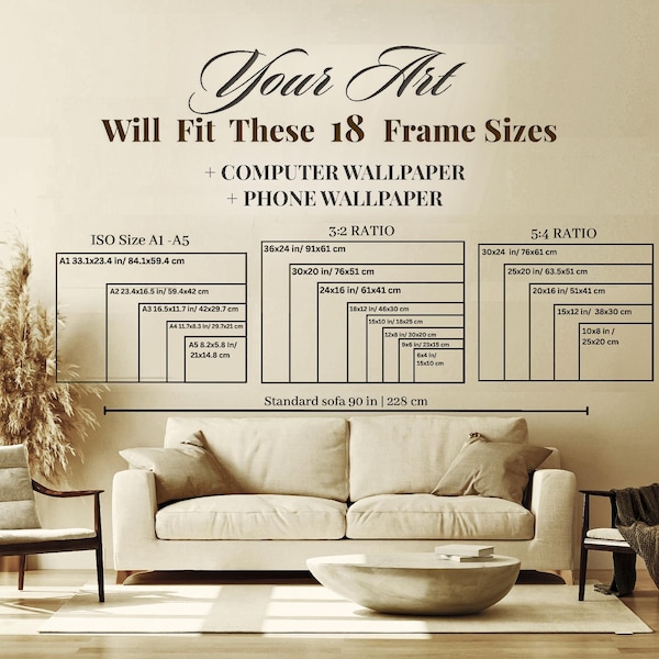 Horizontal Size Guide, Wall Art Size Guide, Landscape Canvas Size ...