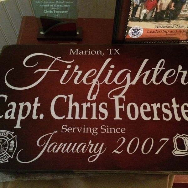 Firefighter Service Sign, Fireman Sign, Firefighter Gift, Fireman Gift ...