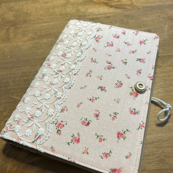 Pink Flower Lace Notebook Original Fabric Journal A5 A6 Handmade Floral ...