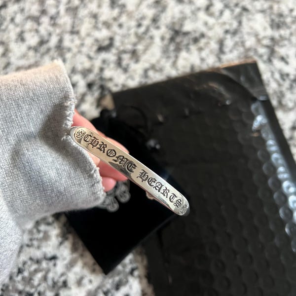 Ch Gothic Style Y2k .925 Silver Diamond Cross Necklace Chrome Chain ...