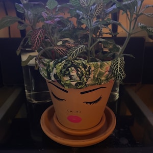 Terracotta Face Planter Pots With Headwrap Pot Head Gift - Etsy