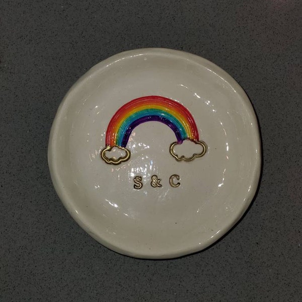 Rainbow Gay Pride Trinket Dish Wedding Friendship Ceramic With Gold ...