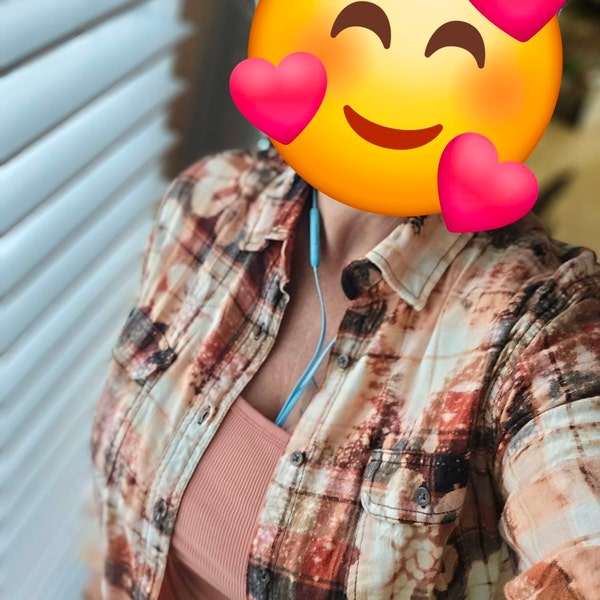 Bleached Heart Flannel Shirt for Valentine's Day | Upcycled Flannel ...