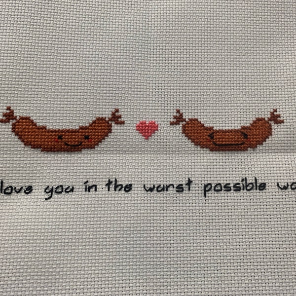 I Love You in the Wurst Possible Way: Funny Sausage Cross-stitch ...