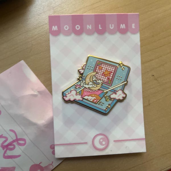 DS Moon Lite Enamel Pin - Cute Pastel Blue Lapel Pin, Dslite Pin, Moon ...