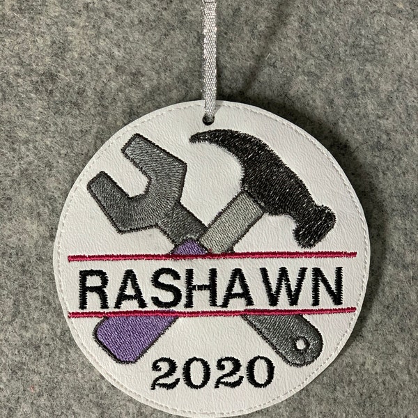 Hammer and a Wrench Split Mechanic Handyman Machine Embroidery ...