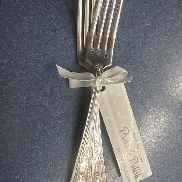 Personalized Wedding Forks - Hand Stamped With Initials & Dated Handles ...