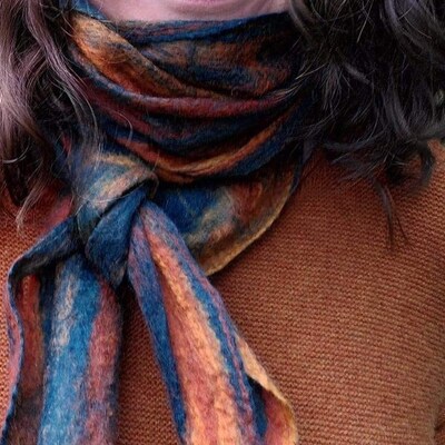 Felt Scarf Felted Scarf Felted Wool Scarf 'forest' Long Slim Scarf ...