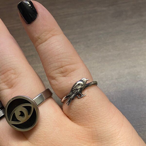 Raven Ring Sterling Silver Crow Ring Silver Raven Ring Witch Ring Bird ...
