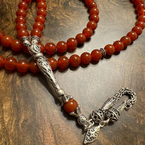 Carved Imam Camel Bone 33 Islamic Prayer Beads Misbaha Kombolo From ...