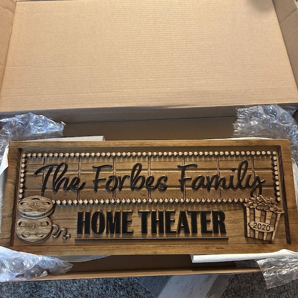 Personalized Movie Theater Cinema Sign | Home Theater Room Decor ...