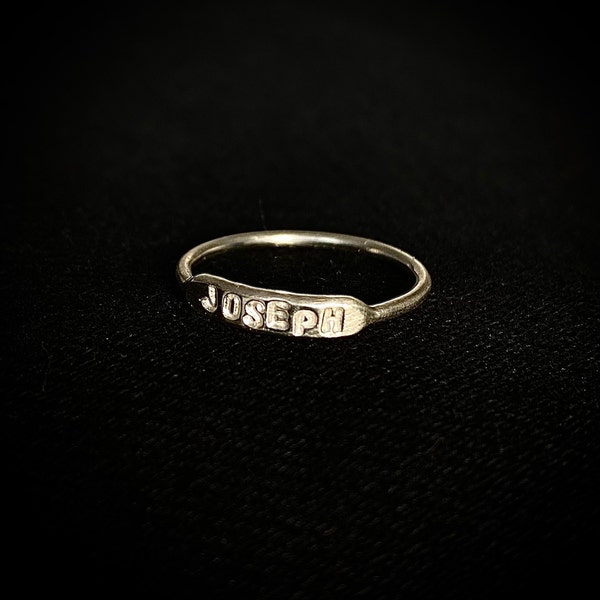 Stackable Name Ring Initial Ring Silver Id Ring Gold Stacking Ring ...
