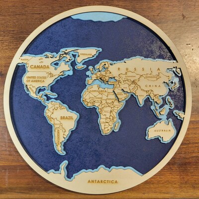 7 Layer 3D Rectangular Map of the World, Multi layer Panel,laser Cut ...
