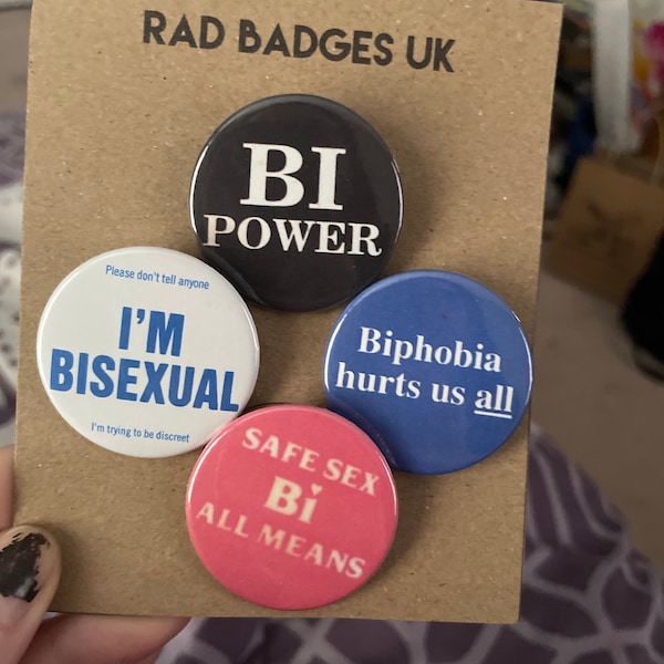 Bisexual 4 Badge Set Vintage Remake Bi Buttons LGBT Pins Pride Month ...