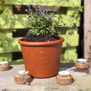 Personalised Engraved Forget Me Not Terracotta Flower Plant Pot, Custom ...