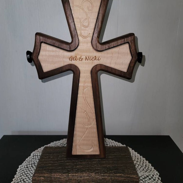 Unity Cross ® Solid Black Walnut and Curly Maple Wood With Laser ...