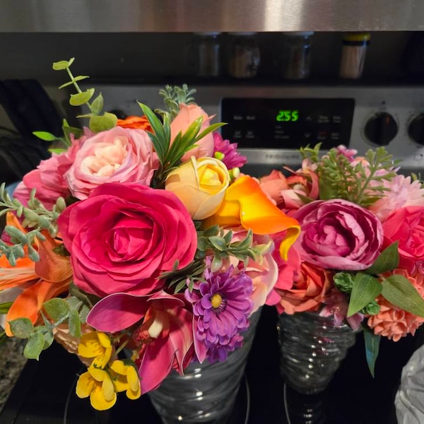 Cascade Tropical Bouquet, Silk Tropical Flowers, Beach Wedding, Bright ...