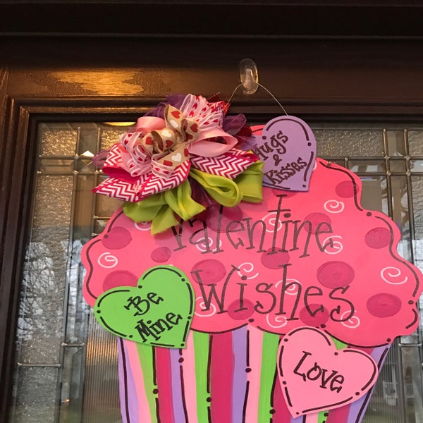 Valentines Door Hanger, Valentines Sign, Cupcake Sign, Cupcake Door ...