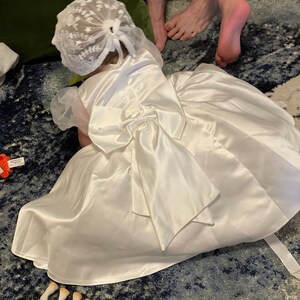 White Christening Bonnet, Baptism Hat, Baby Girl Bonnet, Cotton ...