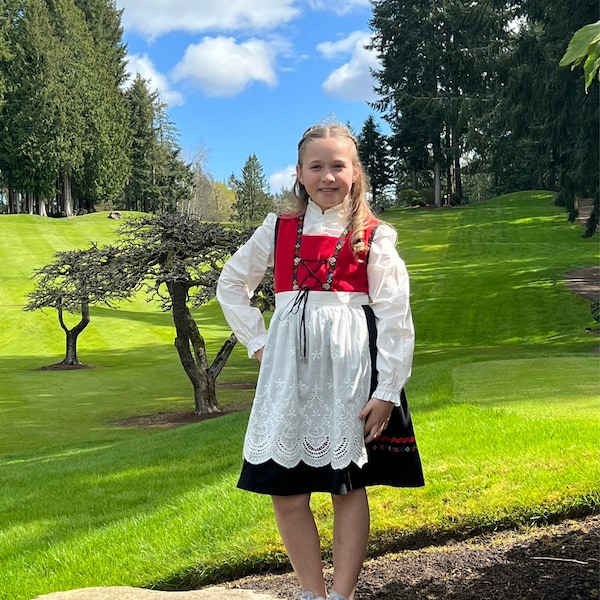 Norwegian Hardanger Style Costume Bunad Festdrakt Dress for Girls - Etsy