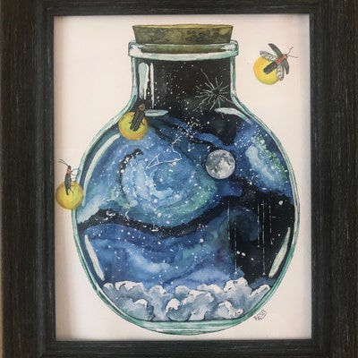 Galaxy Painting, Watercolor Painting, Night Sky, Bottle, Galaxy, Stars ...