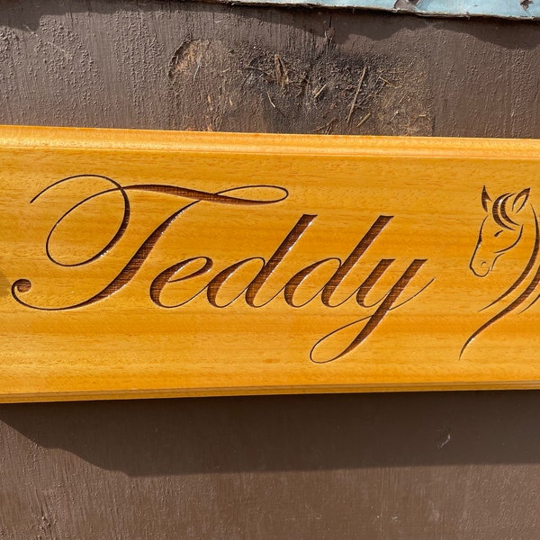 Horse Name Plate Stable Door Sign Plaque (vivaldi Font & Dressage Logo ...
