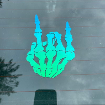 Skeleton Hand Decal Sticker, Holographic Sticker, Holographic Car Decal ...