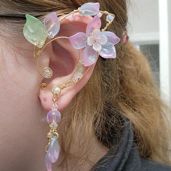 Garden Faerie | Flower Ear Cuff - Fairy Ears - Elf Ears - Gold Elf Ear ...