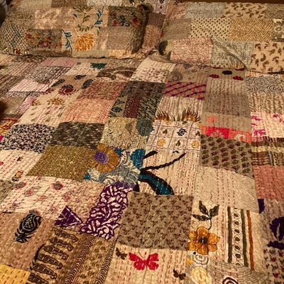 Bohemian Patchwork Quilt Kantha Quilt Handmade Vintage Quilts Boho King ...