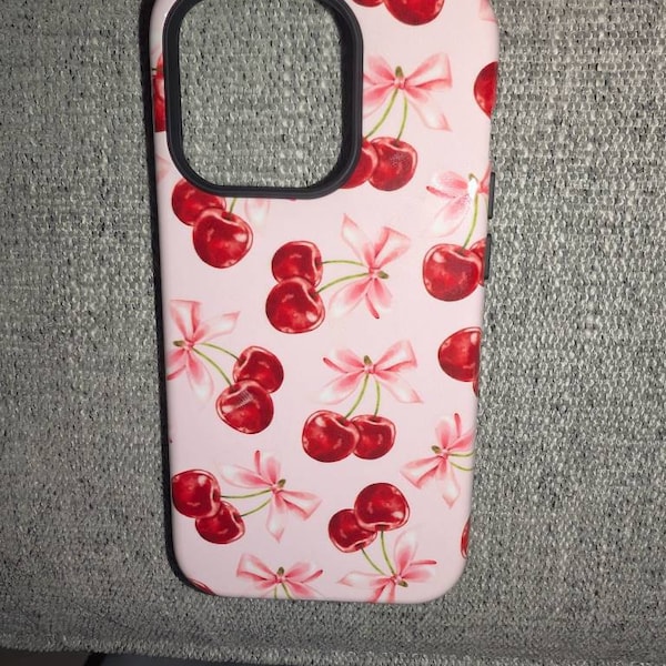 Cherry Phone Case: Pink Bow Girly Phone Cover - Etsy
