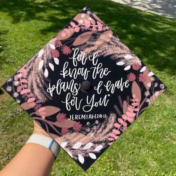 Customizable Floral Grad Cap Decoration Self-adhesive Boho Pampas Grass ...