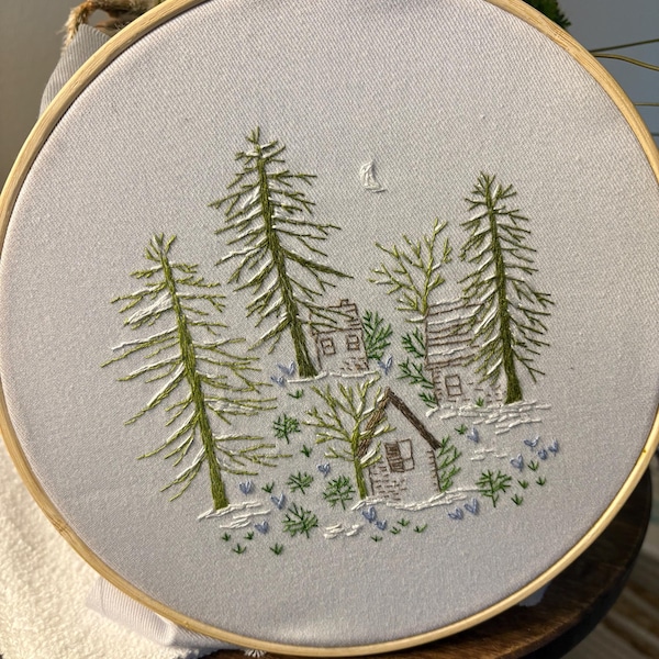 Snowy Night - Embroidery Art Kit, Art Gift Diy, Creative Diy, Craft Kit ...