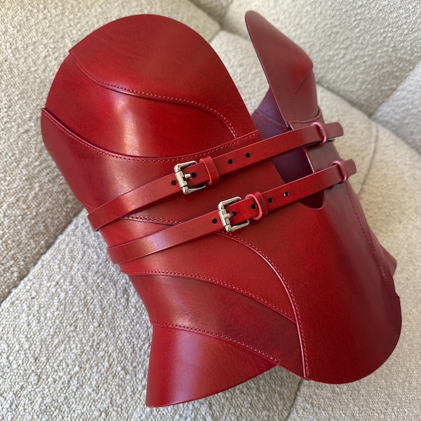 Segmented Respirator Leather Mask, Futuristic Leather Fetish Mask, Goth ...