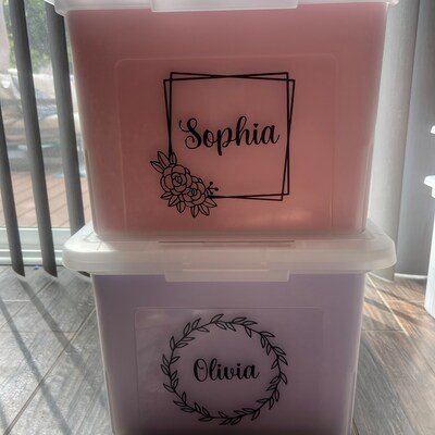 KIDS Vinyl Name Decal, Milestone Tote Decal, File Box Decal, School ...