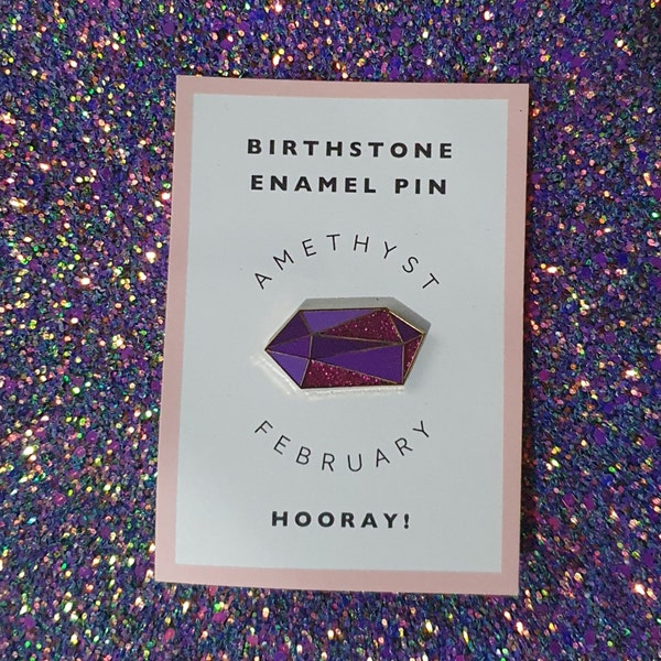 Amethyst Birthstone Hard Enamel Pin | February Birthday Gem Lapel Pin ...