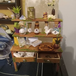 DIY KIT Miniature Fairy Witch Desk Dollhouse Apothecary Desk Miniature ...