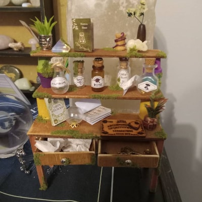 DIY KIT Miniature Fairy Witch Desk Dollhouse Apothecary Desk Miniature ...
