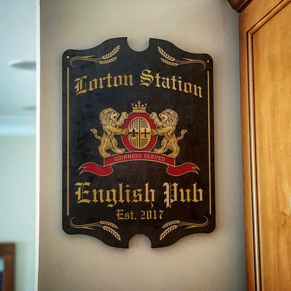 Custom English Pub Sign - English Pub Decor Man Cave Sign, Custom Pub ...