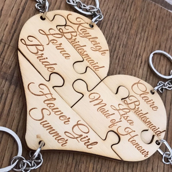 Wooden Bridal Keyring, Wedding Favour, Bridal Party Gift, Personalised ...
