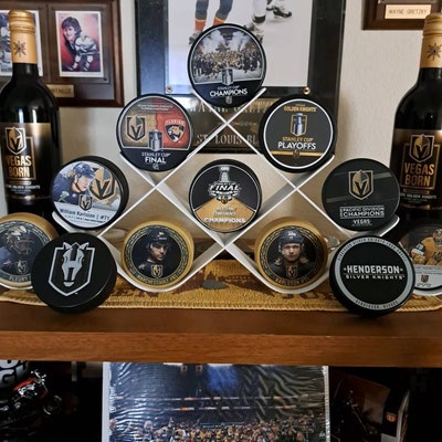Ice Hockey Puck Holder, Bedroom Décor, Holds 6 Hockey Pucks for a ...
