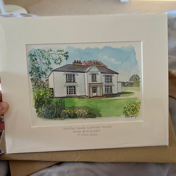 Medium Hand Painted House or Building Portrait Painting in Watercolour ...