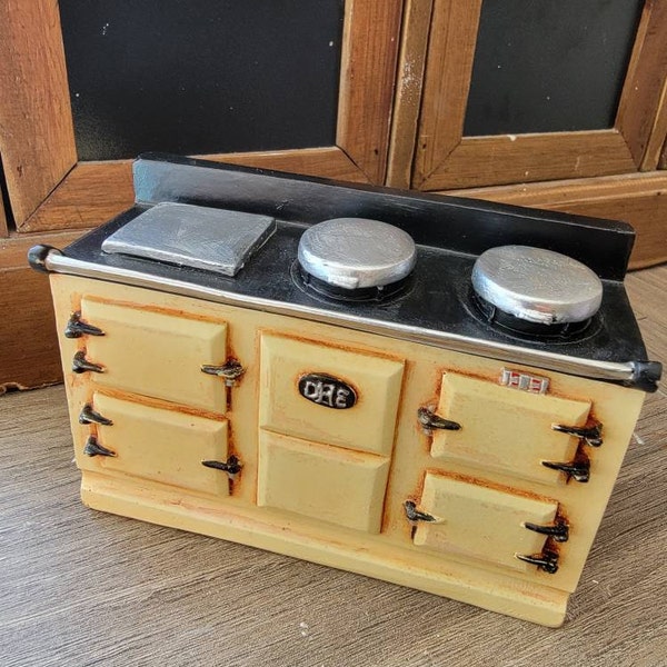 Dollhouse AGA Style Cooker Stove Oven Cream Large 1:12 Scale Miniature ...