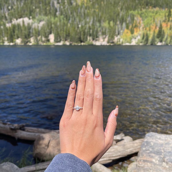 14K Solid Gold Peaf Moissanite Engagement Ring, Tear Drop Moissanite ...