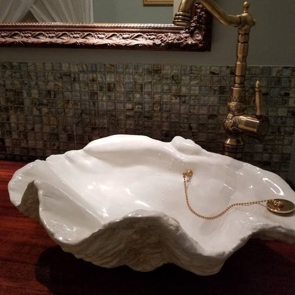 Giant Clam Shell Bathroom Sink Wash Basin Vessel Bowl Counter Top ...
