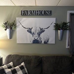 Cow Sign / Grain Stripe Sign / French Country Kitchen Sign / Cow Decor ...