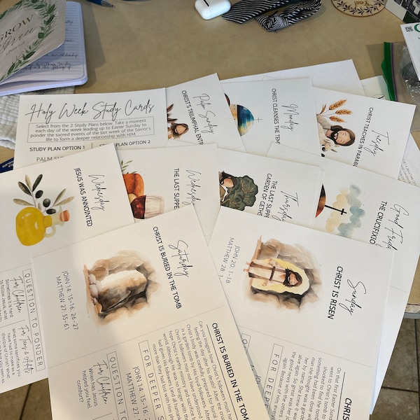 LDS Holy Week Study Cards, Printable Easter Advent, Easter Bible Study ...