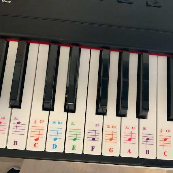 Color Piano Stickers for 49/61/ 76/88 Key Keyboards – Transparent and ...